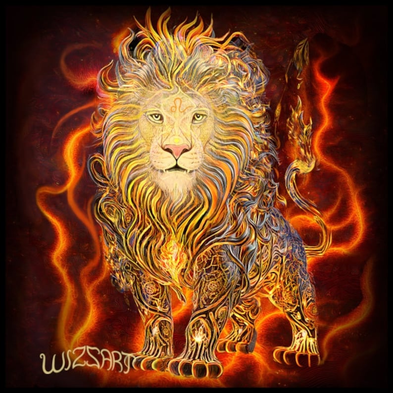Leo Zodiac Sign Art Print of Digital Painting Astrological Horoscope ...