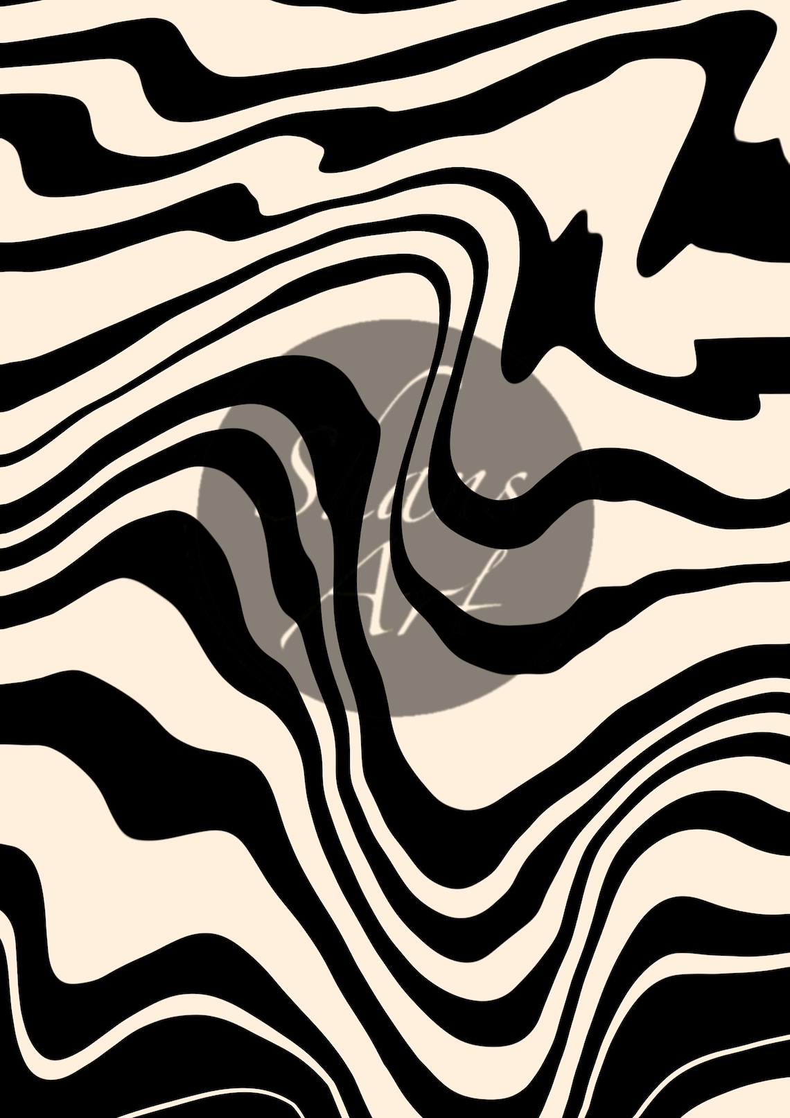 Retro Wavy Line Art Wall Decor | Black and White Print | Minimalistic ...