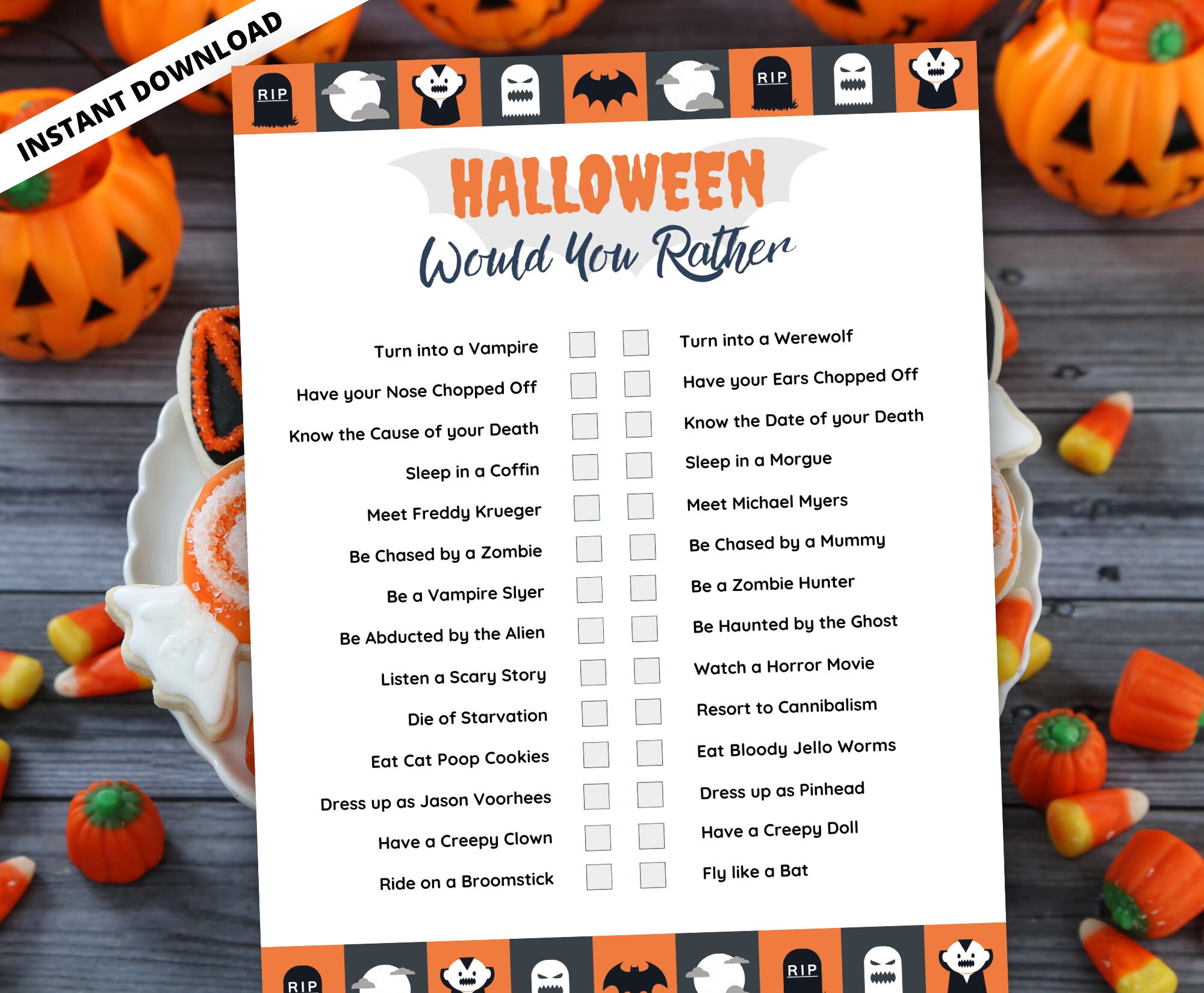 Halloween Would You Rather Game Printable Scary Halloween | Etsy