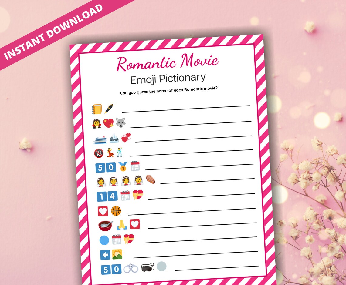Romantic Movie Emoji Pictionary Game Emoji Movie Quiz | Etsy