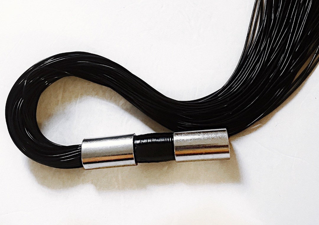 Black Rubber Flogger With Chrome Plated Handle Spanking Flogger Hand ...