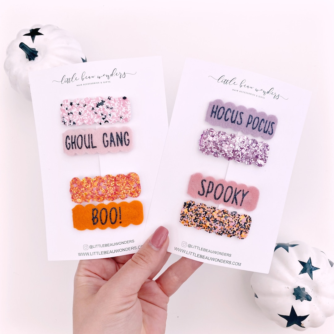 Halloween Hair Clips - Set of 2 - Glow in the Dark Clips - Spooky Clips ...