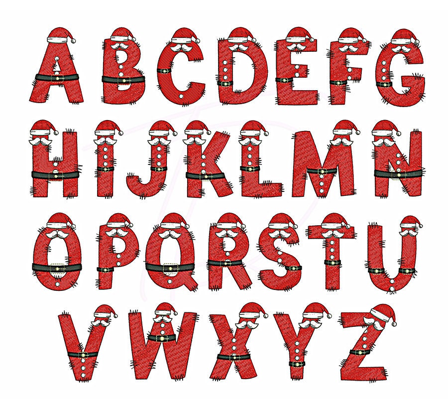 Santa Embroidery Font. Full Alphabet Embroidery for Christmas. - Etsy