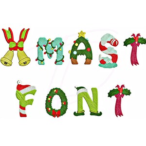 Christmas Embroidery Font. Full Alphabet for Christmas. Machine ...