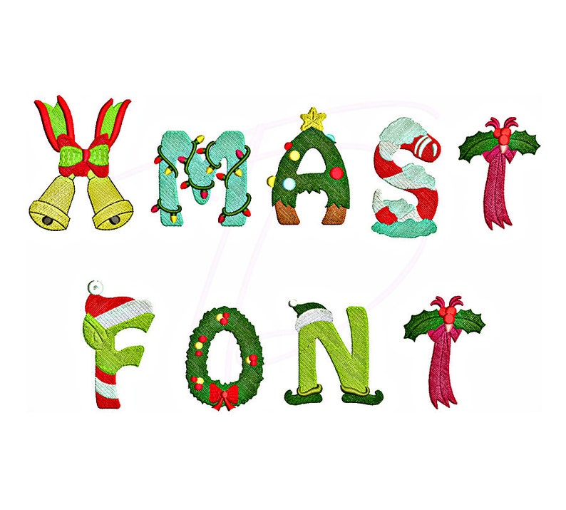 Christmas Embroidery Font. Full Alphabet for Christmas. - Etsy