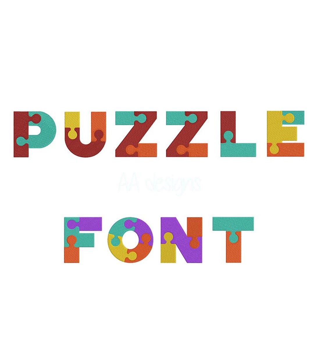 Puzzle Embroidery Font. Machine Embroidery Alphabet With Puzzle. BX ...