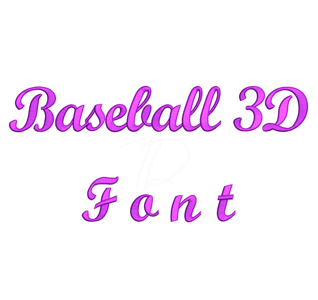 Baseball 3D Puff Embroidery Digital Font. 3D Puff Foam Embroidery ...