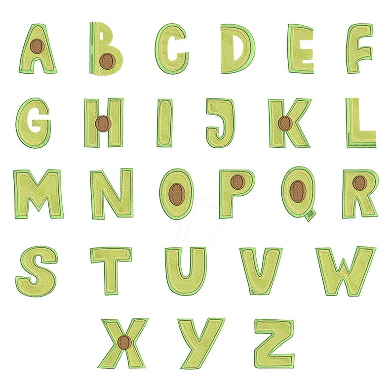 Avocado Embroidery Font. Avocado Alphabet. Machine Embroidery Monogram ...