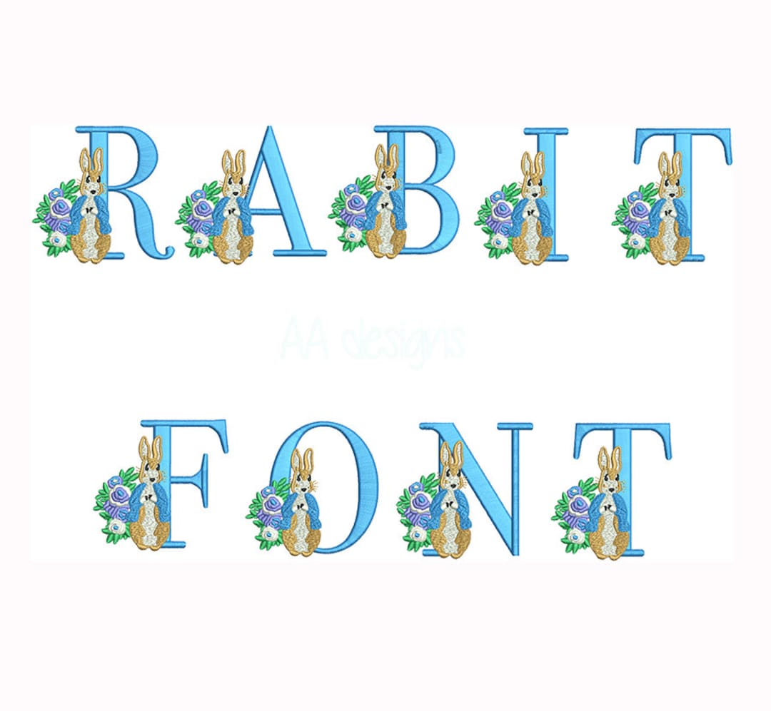Rabbit Embroidery Font. Full Embroidery Font With Rabbit. BX Format - Etsy