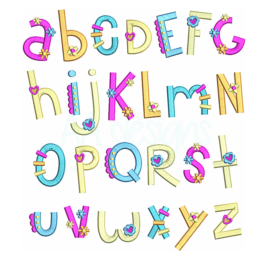 Sweet Embroidery Font. Cutie Font for Baby. Machine Embroidery Alphabet ...