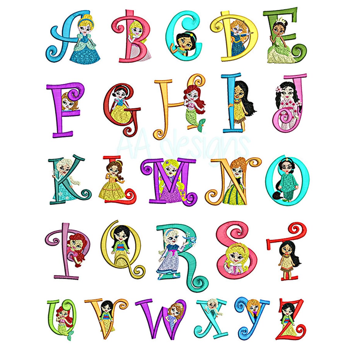 Princess Embroidery Font. Cute Baby Girl Font for Embroidery. - Etsy