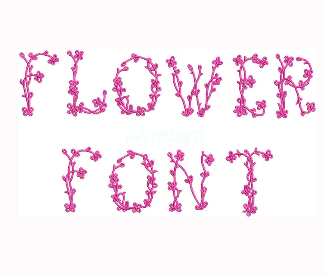 Flower Embroidery Font. Tiny Flowers Full Alphabet. BX Format. 3 Sizes ...