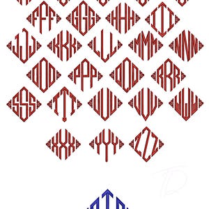 Diamond Shape Monogram Embroidery Font. Machine Embroidery Font in ...
