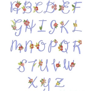 Flower Embroidery Font. Machine Embroidery Alphabet With Flowers. BX ...