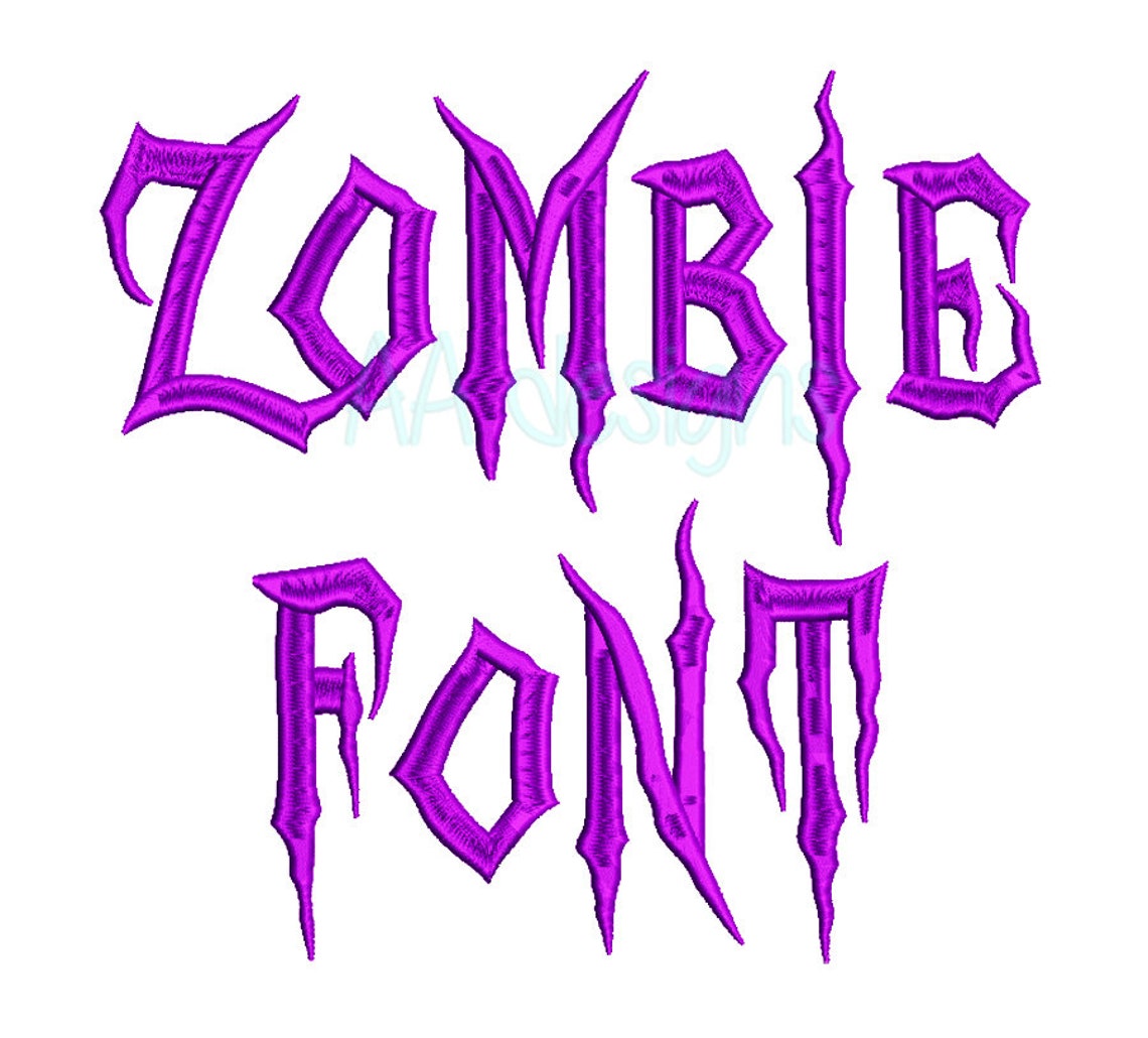 Zombie Embroidery Digital Font. Zombie Font. Machine - Etsy