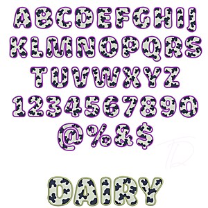 Dairy Embroidery Font. Machine Embroidery Alphabet. BX Format - Etsy