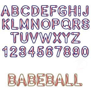 Baseball Applique Embroidery Digital Font. Embroidery Alphabet Baseball ...