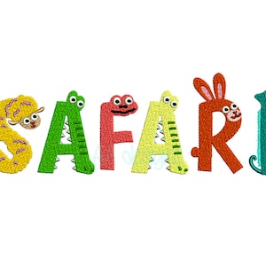 Safari Embroidery Digital Font. Zoo Embroidery Font. Animal Font for ...