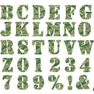 Camo Embroidery Font. Machine Embroidery Alphabet With Camo Decoration ...