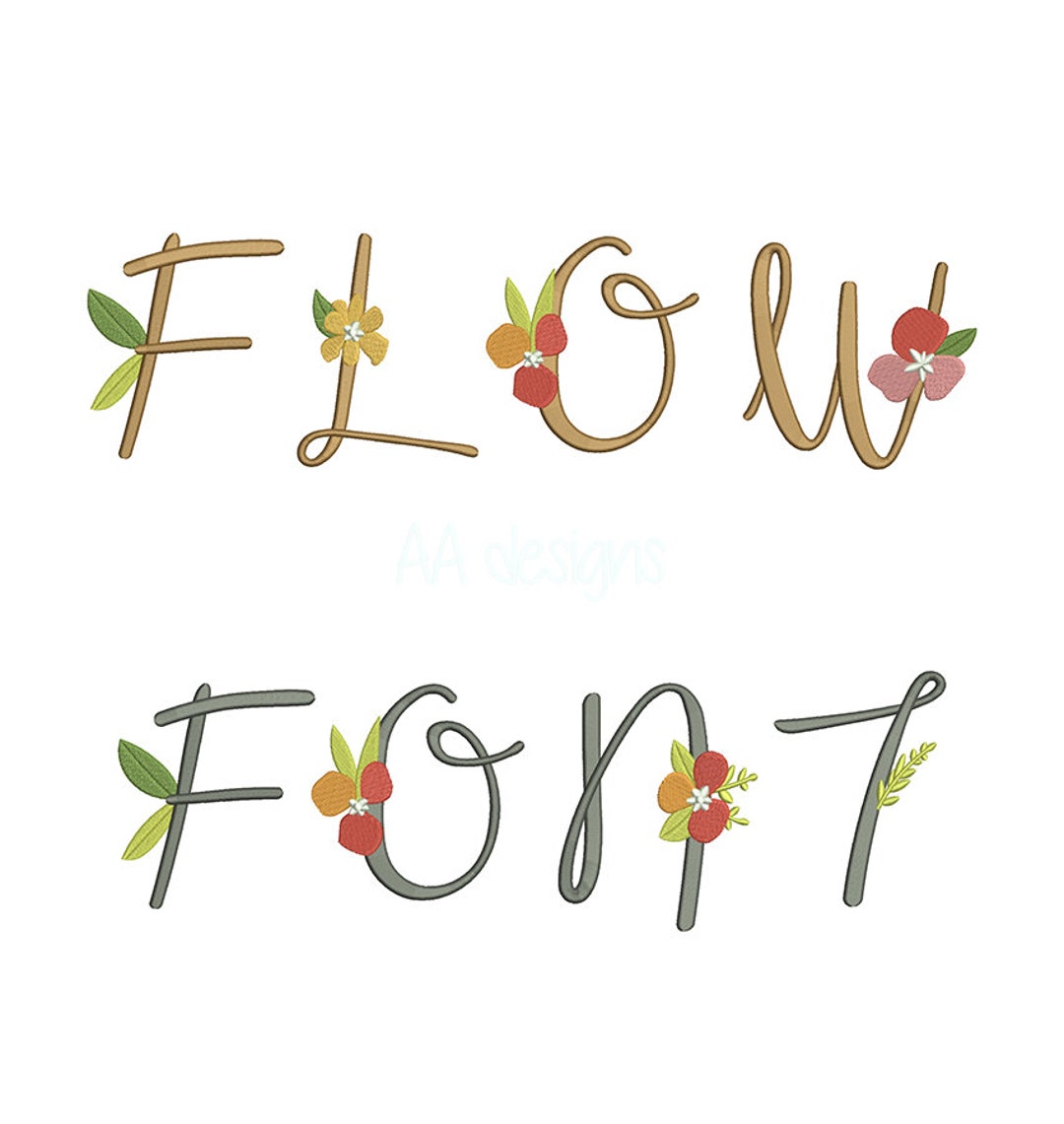 Flower Embroidery Font. Machine Embroidery Alphabet With Flowers. BX ...