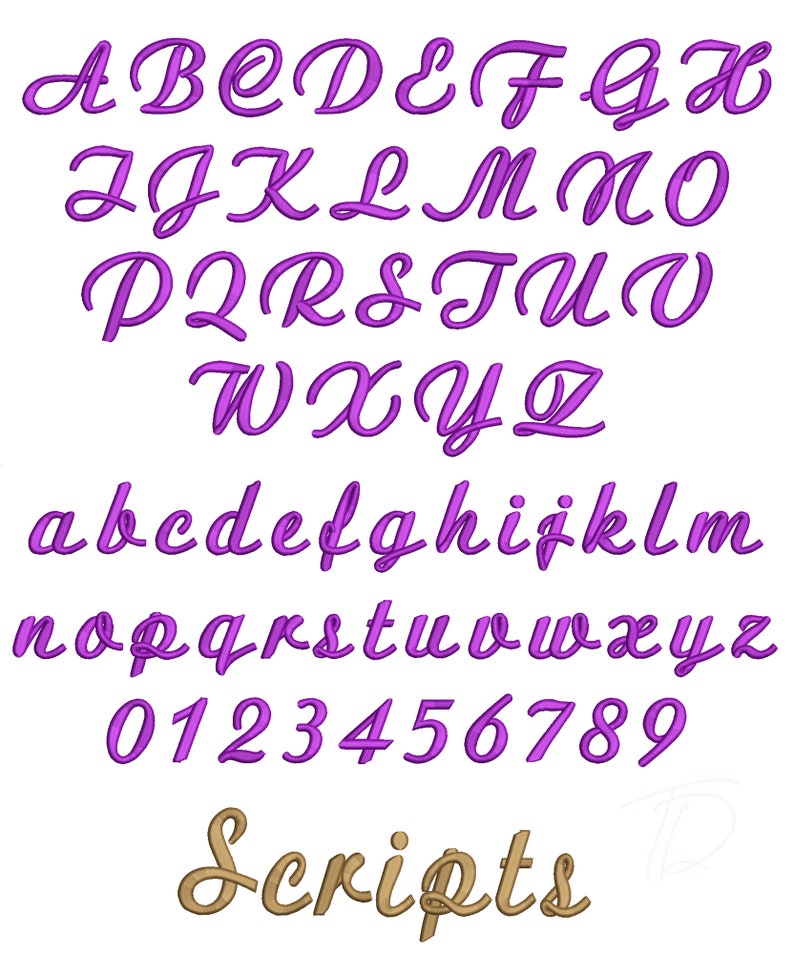 Script 3D Puff Embroidery Font. Script 3d Foam Alphabet for Embroidery ...