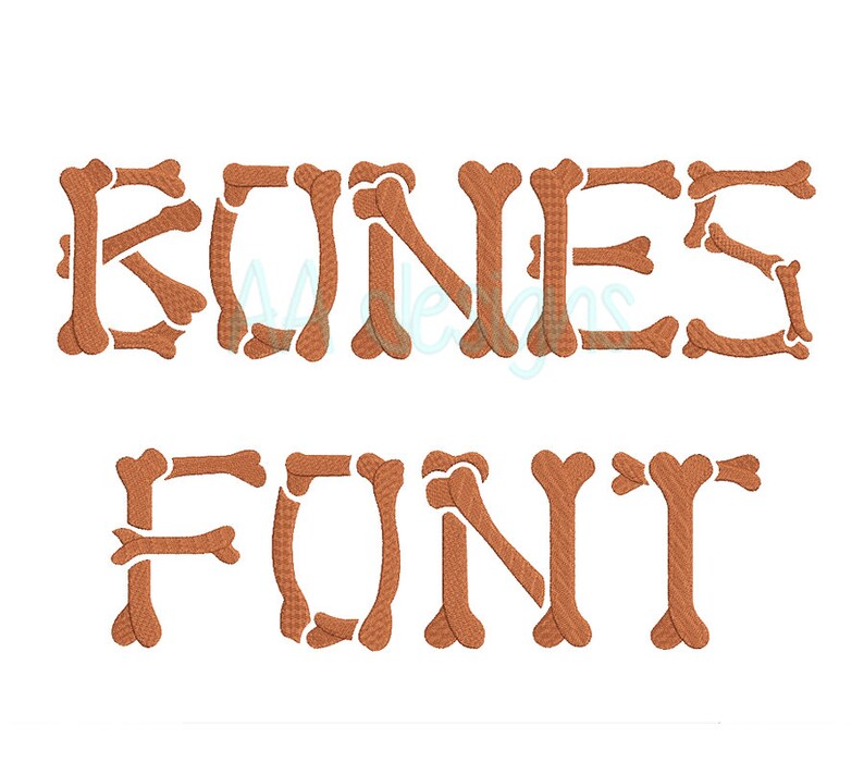 Bones Embroidery Digital Font. Machine Embroidery Font. | Etsy