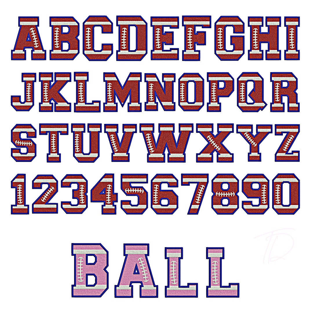 New Football Embroidery Font. Machine Embroidery With Ball Alphabet. BX ...