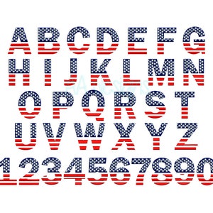 USA Flag Embroidery Digital Font. - Etsy