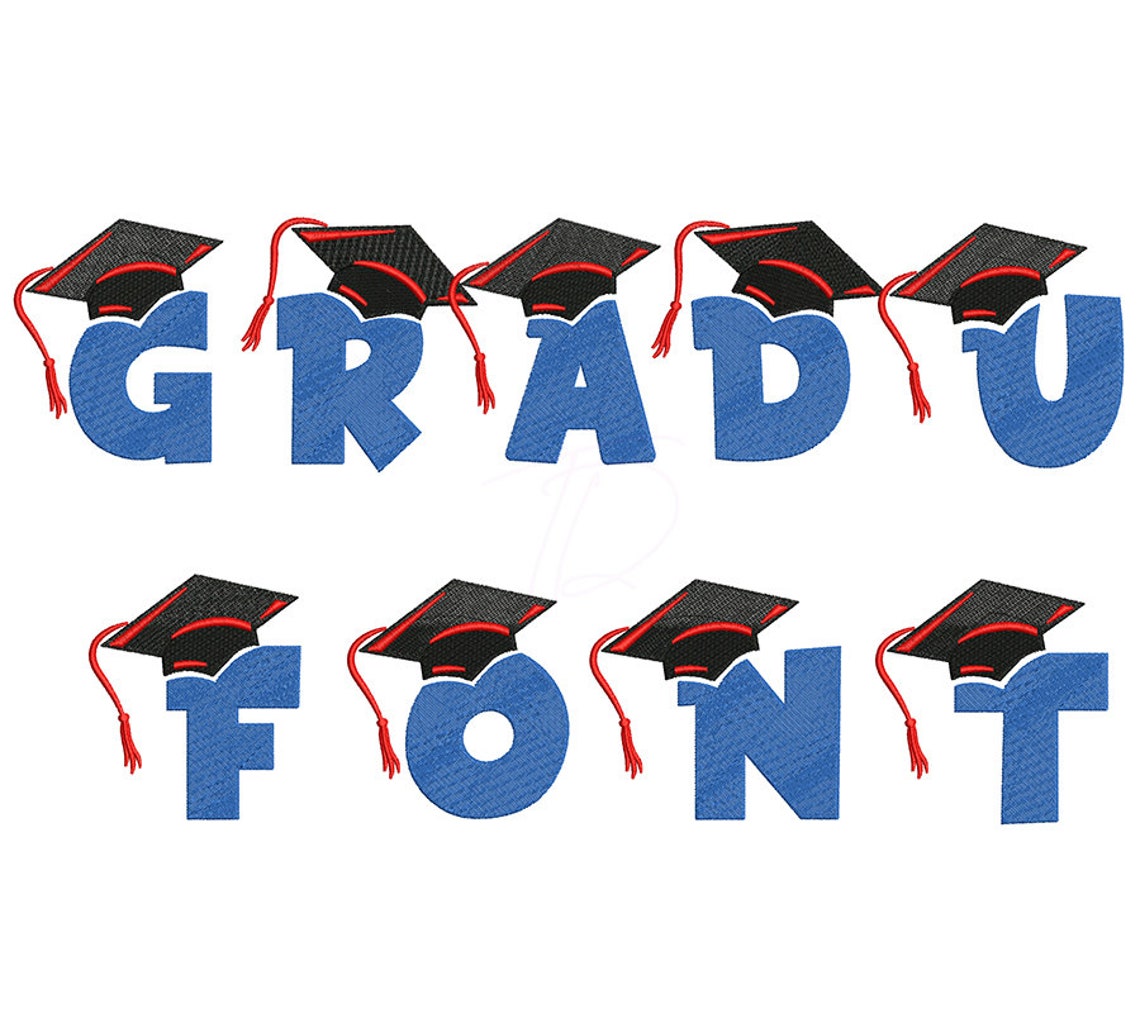 Graduation Embroidery Font. Machine Embroidery Alphabet. Graduate ...