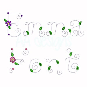 Emma Embroidery Font. Flower Font for Embroidery. 3 Sizes. BX Format ...