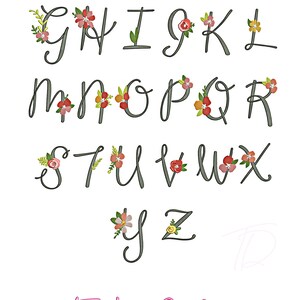 Flower Embroidery Font. Machine Embroidery Alphabet With Flowers. BX ...