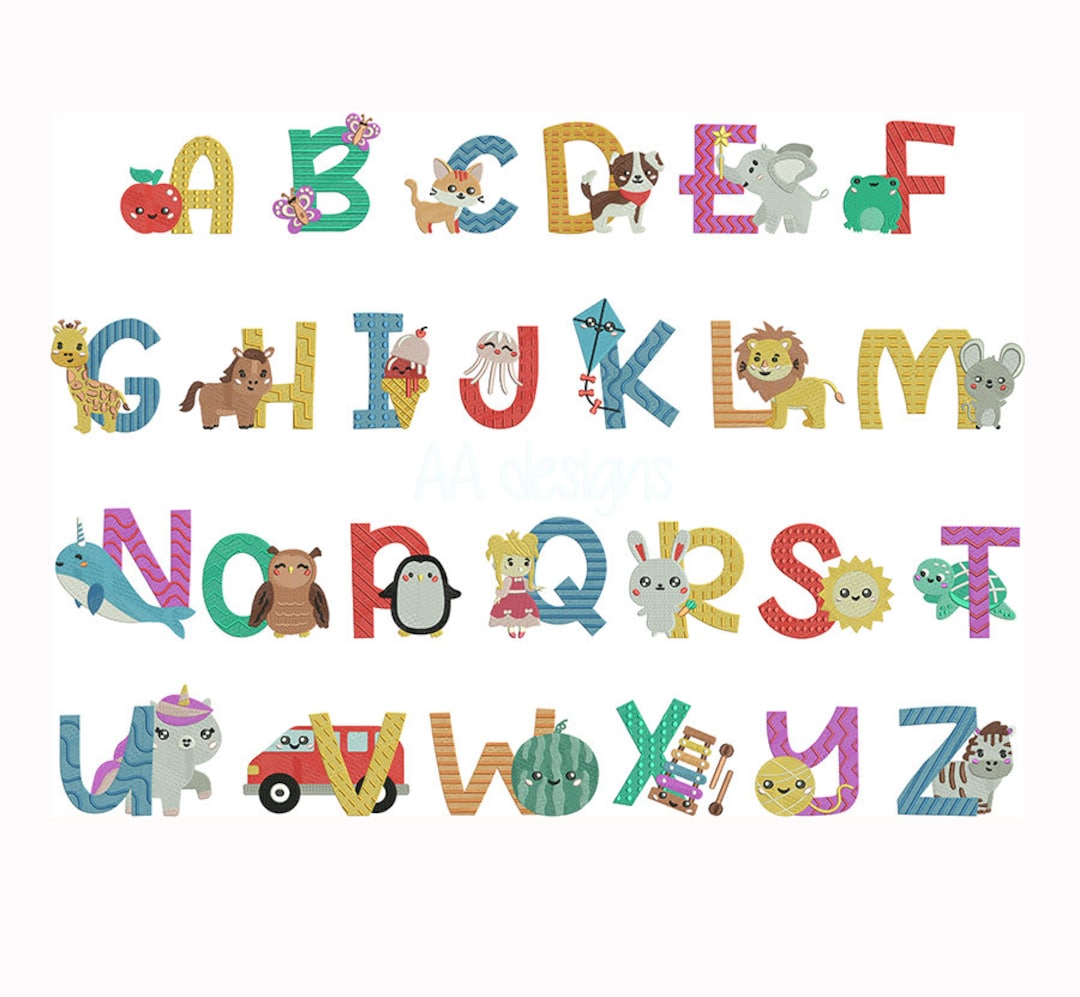Animal Font for Baby. Super Cute Alphabet With Many Animals for ...