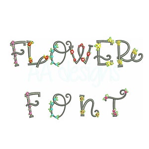 Flowers Embroidery Font. Machine Embroidery Alphabet With Flower. - Etsy