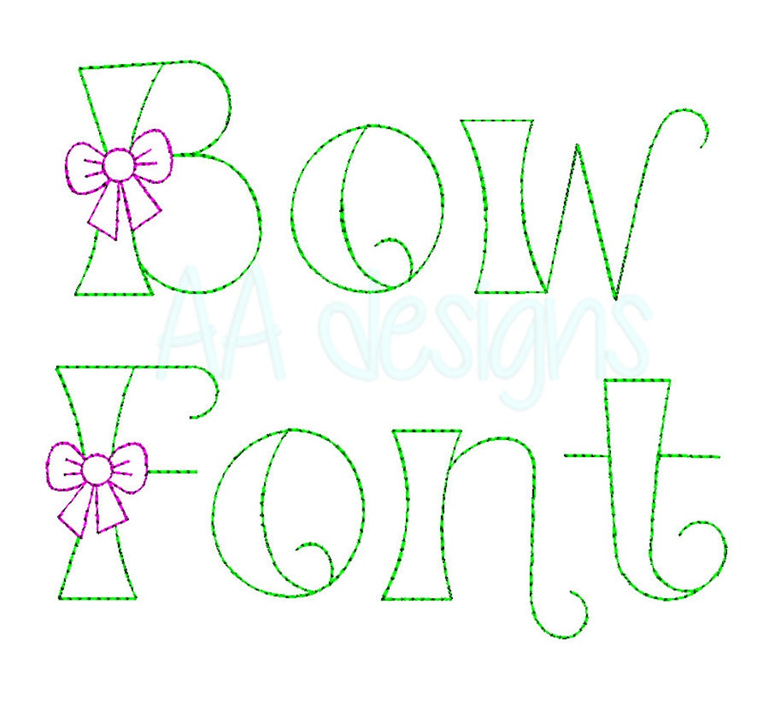 Bow Embroidery Font. Baby Bow Font for Embroidery. Machine Embroidery ...