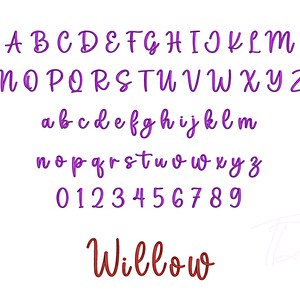 Willow 3D Puff Embroidery Digital Font. Machine Embroidery Alphabet ...