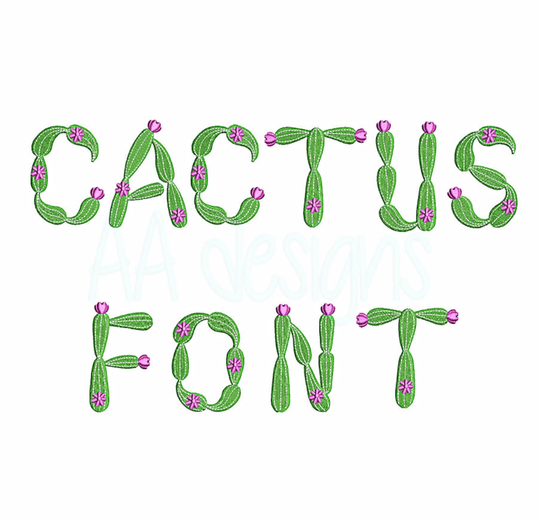 Cactus Embroidery Font. Machine Embroidery Alphabet. Cactus Font. 3 ...