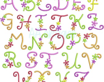 Embroidery Flower Font | Etsy