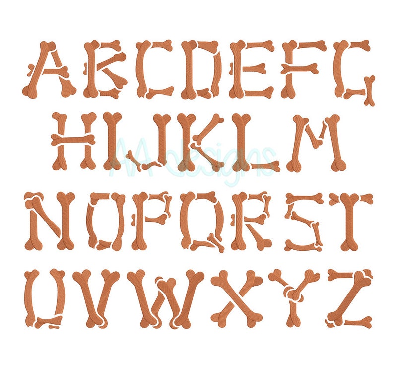 Bones Embroidery Digital Font. Machine Embroidery Font. | Etsy