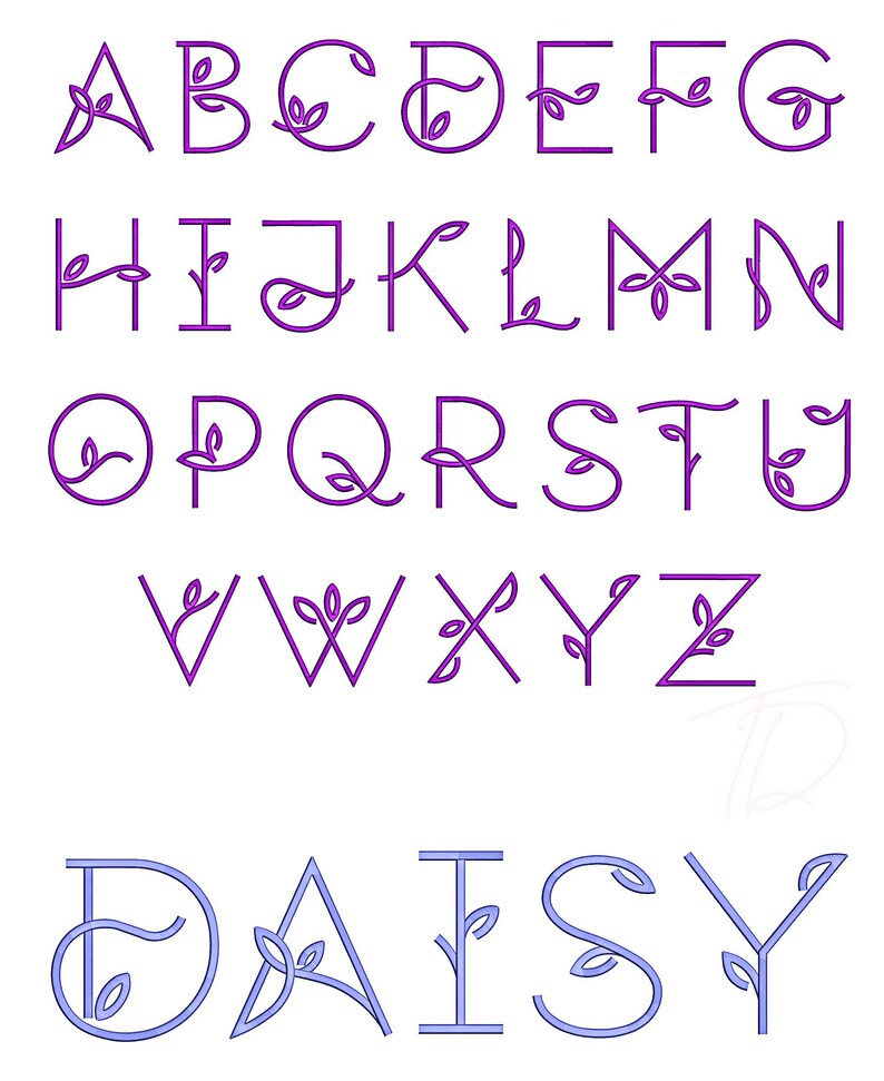 Daisy Embroidery Font. Flower Alphabet File for Machine Embroidery. BX ...
