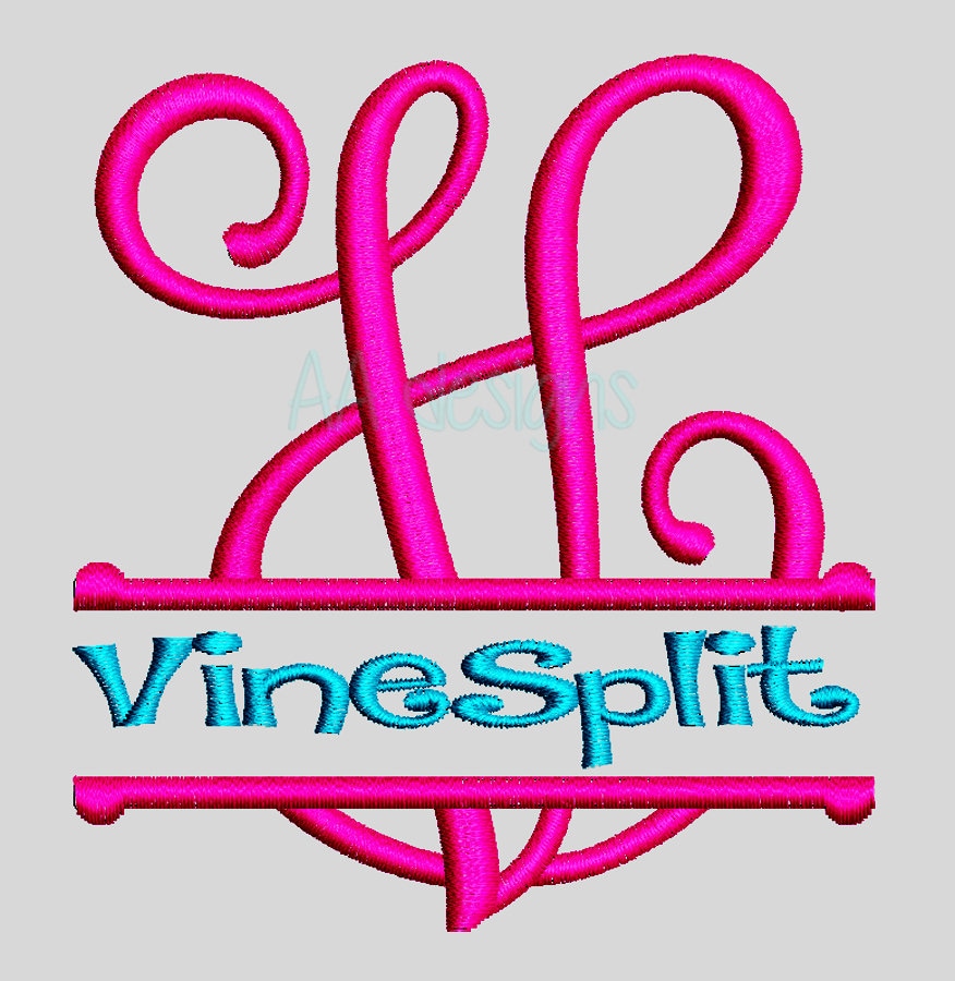 Vine Split Embroidery Digital Font. Machine Embroidery Font. Split ...