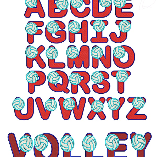 Volleyball Embroidery Letters - Etsy