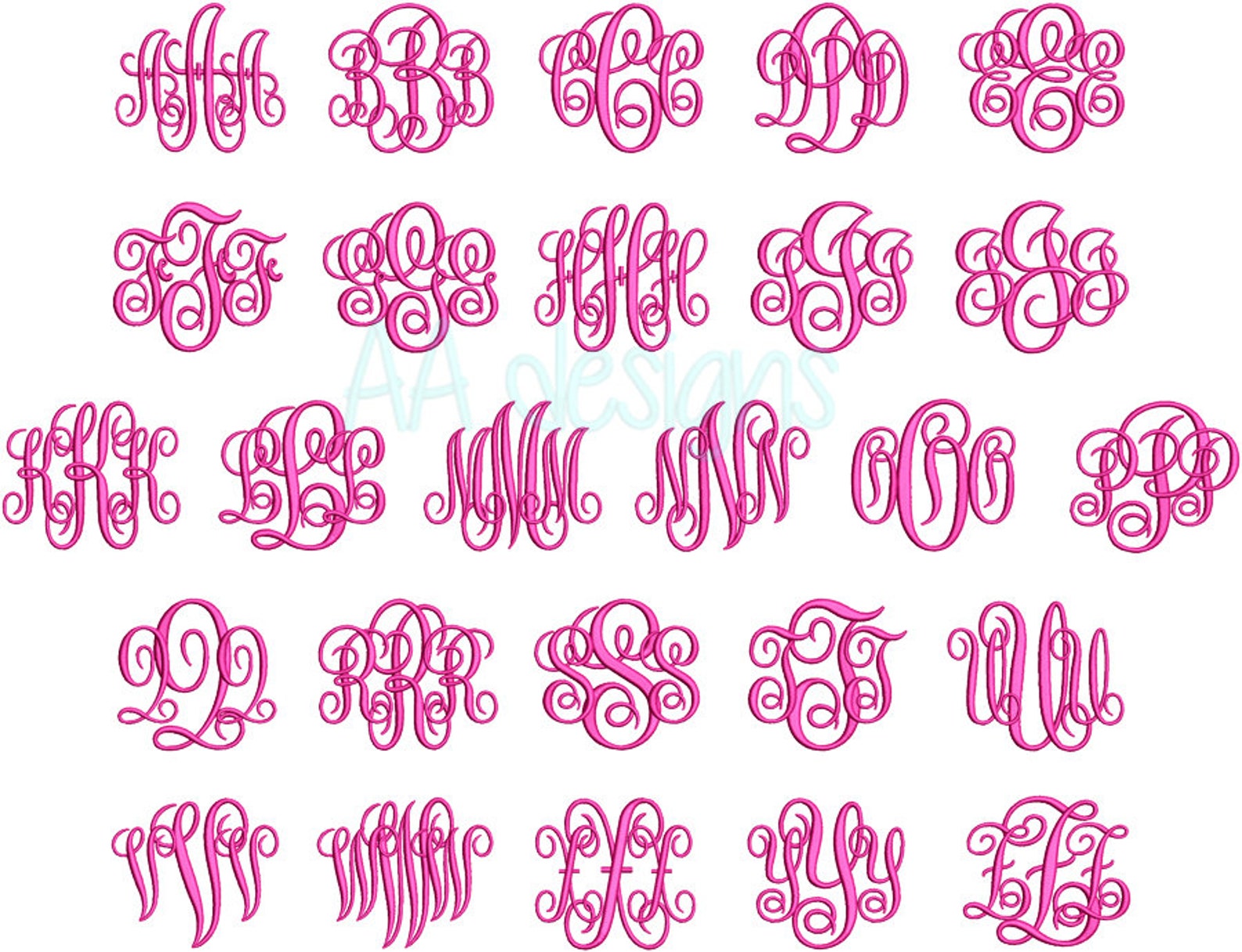 Vine Fancy Monogram Embroidery Digital Font. Vine Machine Embroidery ...