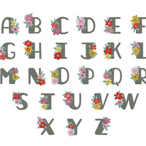 Floral Embroidery Font. Flower Alphabet. Machine Embroidery Letter With ...