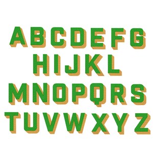 Shadows Embroidery Font. 3D Block Alphabet. Fill Stitches Embroidery ...
