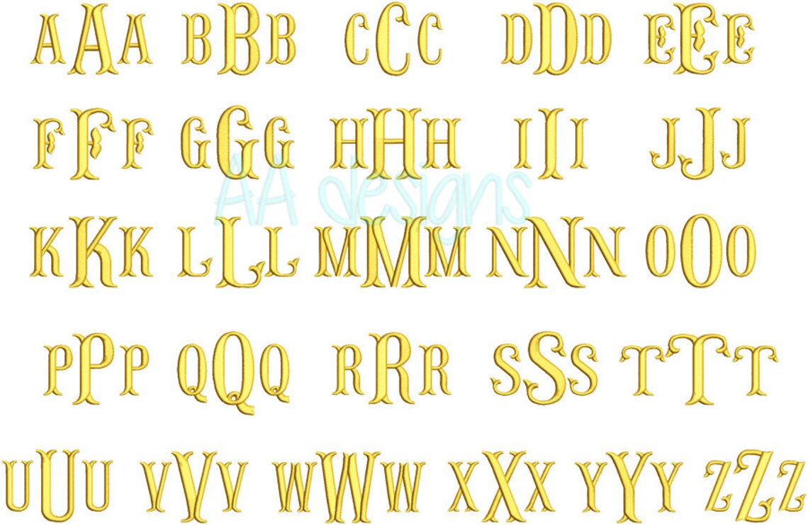 Fishtail Monogram Embroidery Digital Font. Machine Embroidery - Etsy