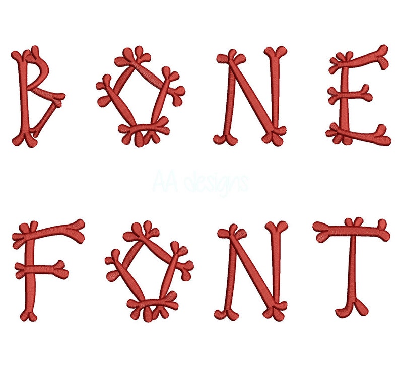 Bone Embroidery Font. Embroidery Alphabet With Bone. Cute Bone for ...