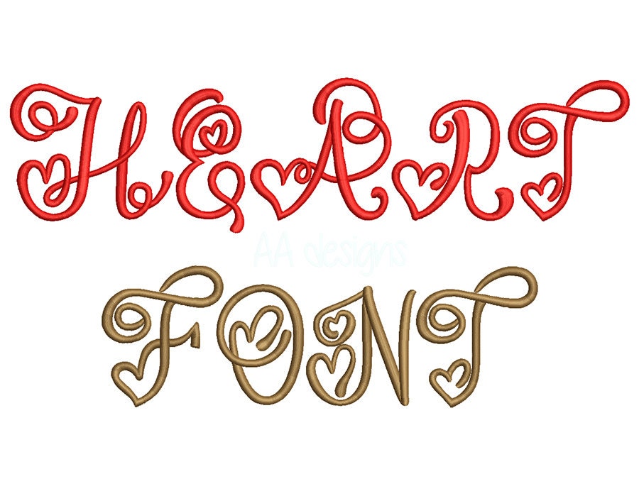 Heart 3D Puff Embroidery Digital Font. 3D Puff Foam With Heart Alphabet ...