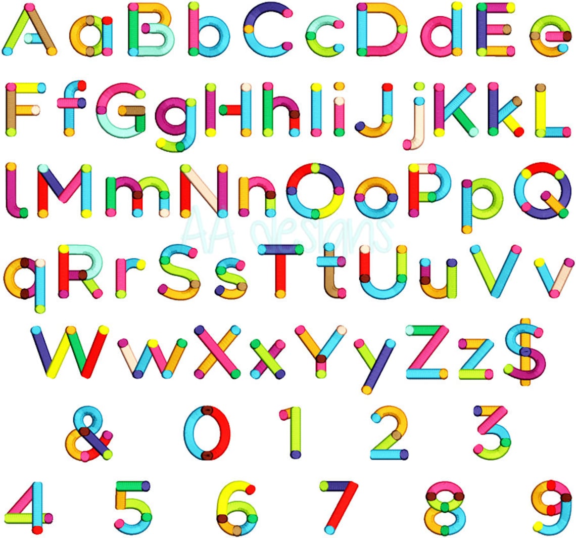 Colour Embroidery Digital Font. Color Font. Embroidery Font. - Etsy