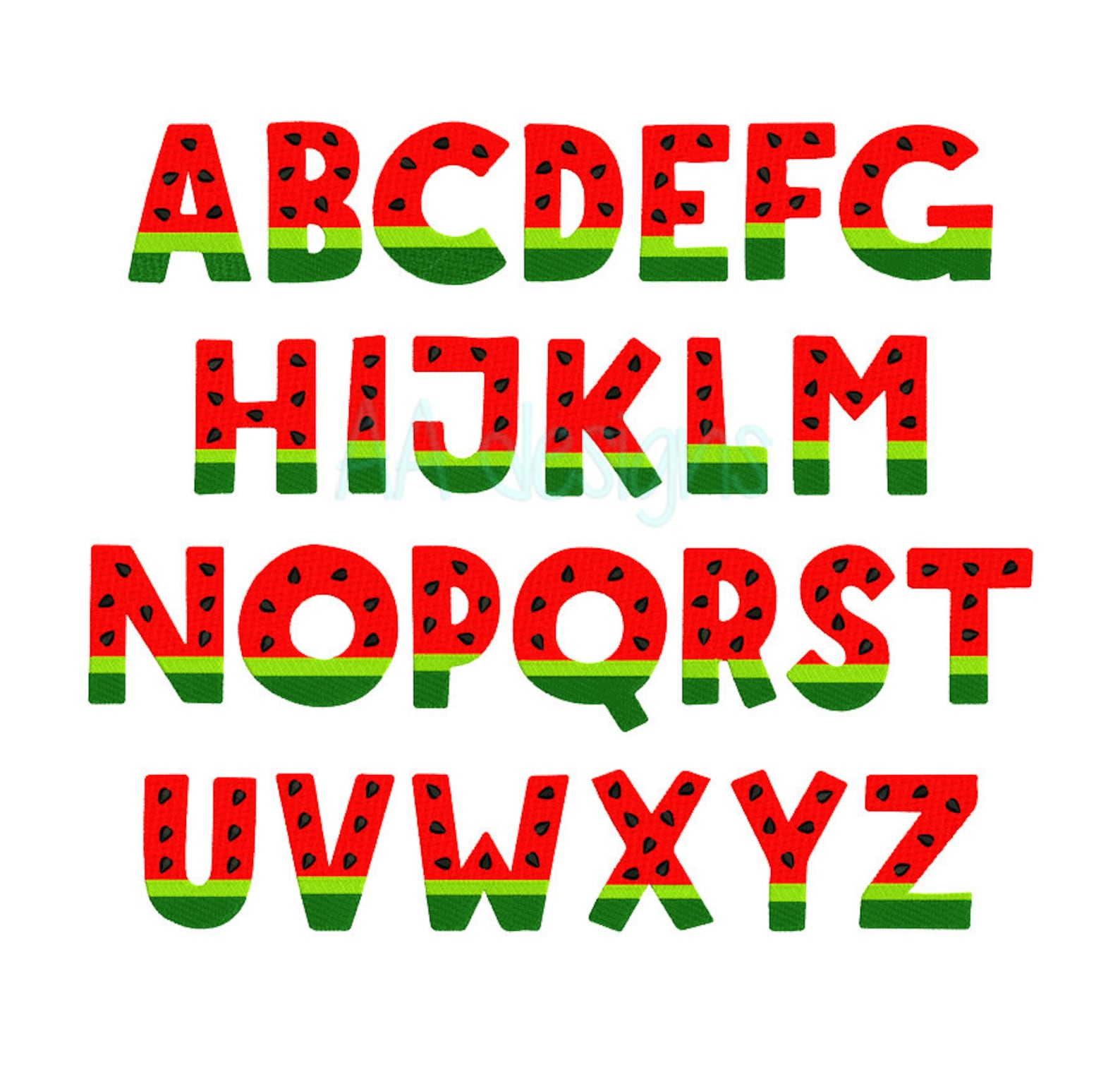 Watermelon Embroidery Digital Font. Machine Embroidery Font. - Etsy UK