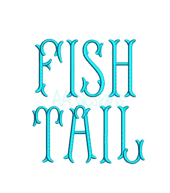 Fishtail Embroidery Digital Font. Machine Embroidery Font. | Etsy